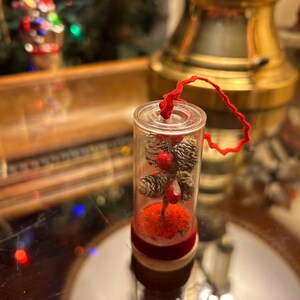 Mid Century 1950s Handmade Vintage Pine Cone and Berry Pill Bottle ...