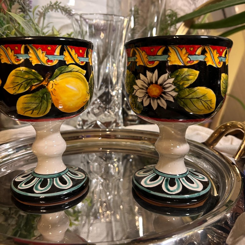 Vintage Goblets Italy - Etsy