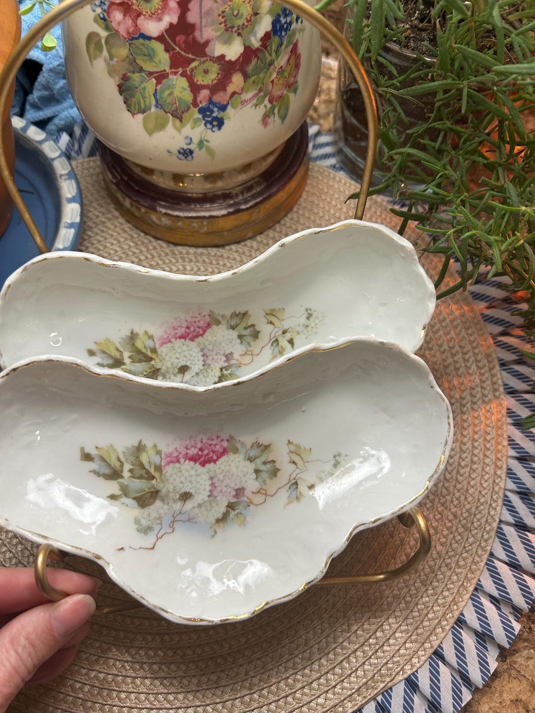Floral Crescent Trinket Dishes, Pink Rose Hand Painted- ONE per Sale - Etsy