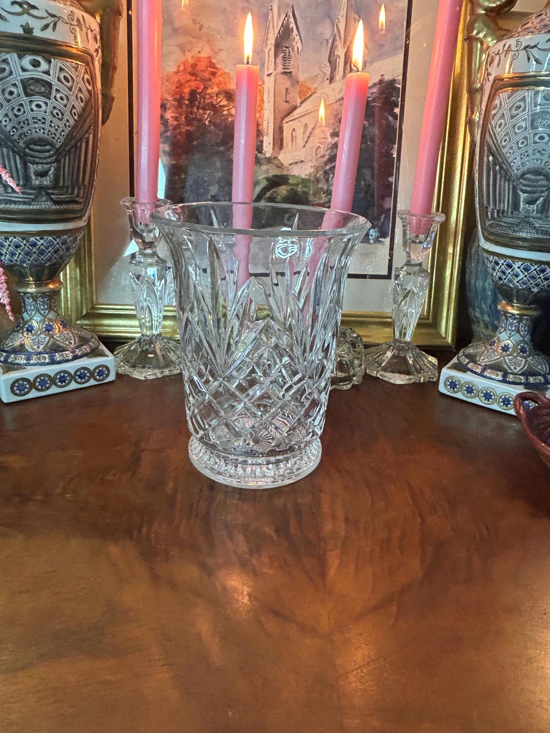 Genuine Lead Crystal Vase by Deplomb Crystal. U.S.A. Clear Glass Flower ...