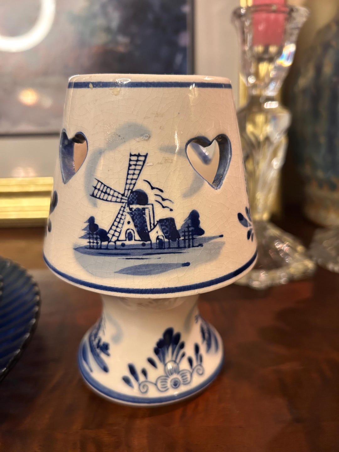 Dutch Candle Lantern Lamp Delft Blue Holland Windmill Tea Light Votive ...