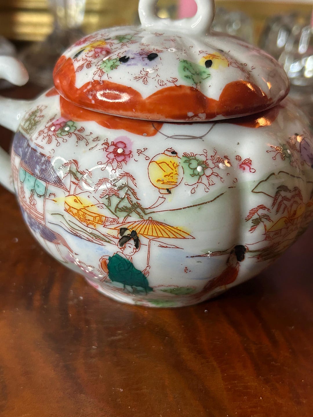 Antique Japanese Kutani Geisha Girl Hand Painted Sugar Bowl Geisha ...