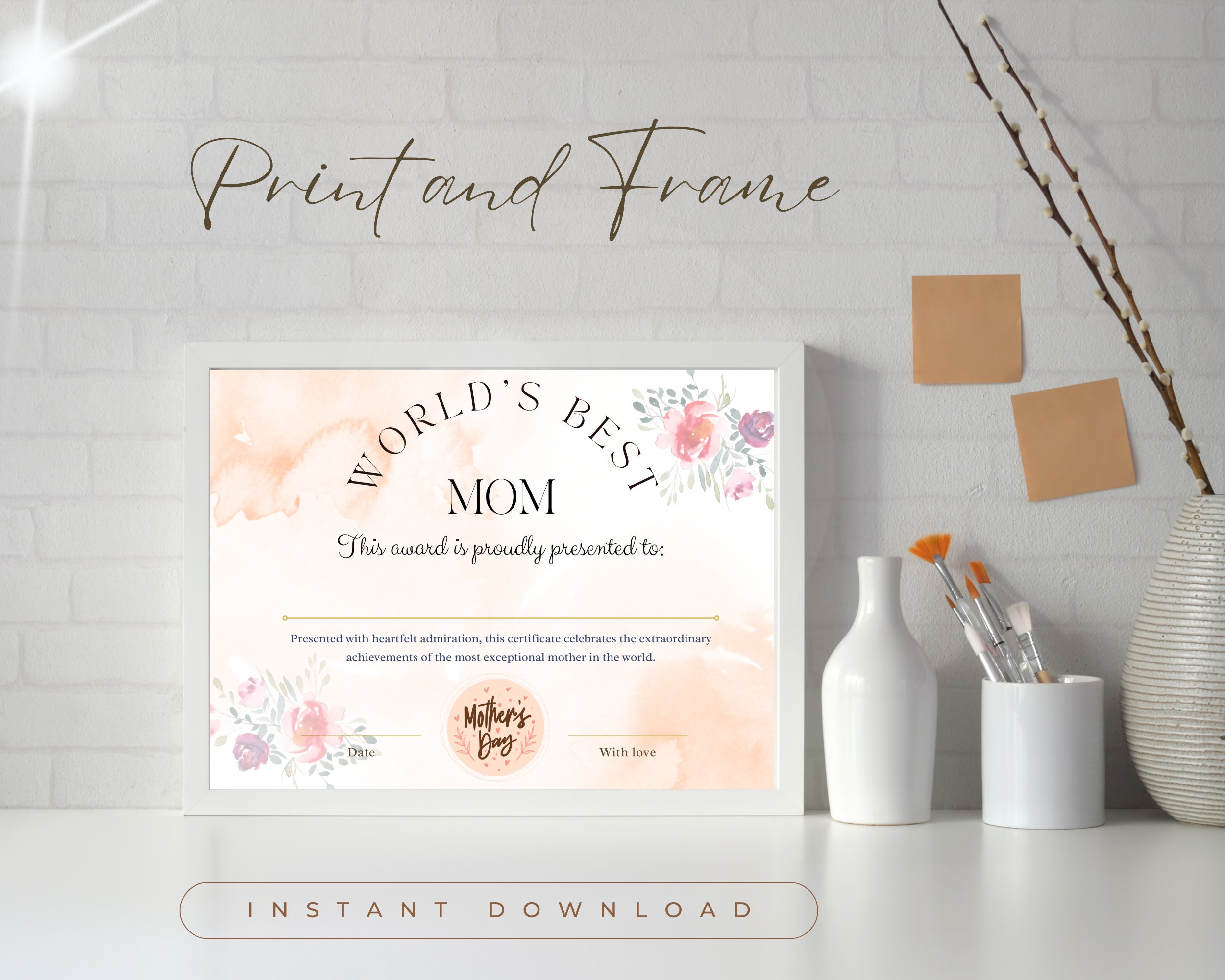 Printable Mother's Day Award Certificate for Moms, Special Way to ...