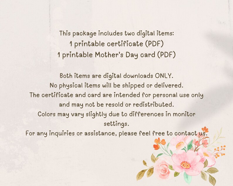 Printable Mother's Day Award Certificate for Moms, Special Way to ...