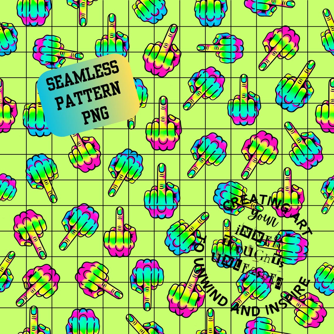 No Fucks Given Middle Finger Seamless Pattern PNG Bundle for ...
