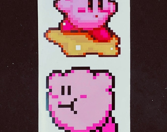Kirby Pixelated Sticker Pack // Video Game Stickers // - Etsy
