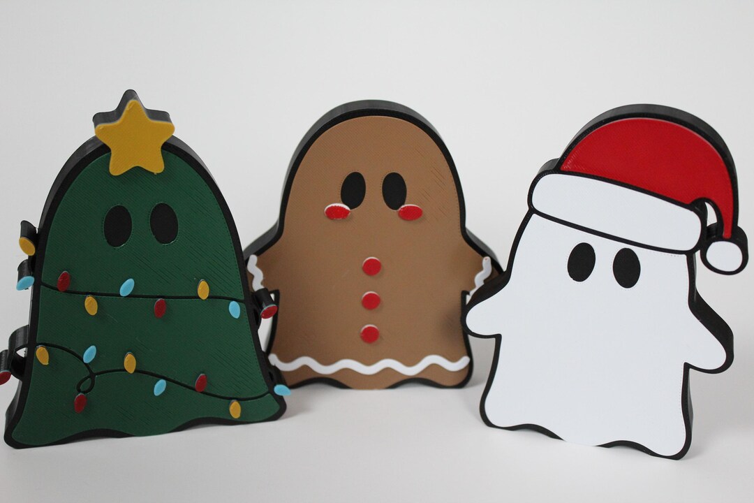 Christmas Ghosts | Tree, Santa Hat, and Gingerbread 3D Printed Holiday ...