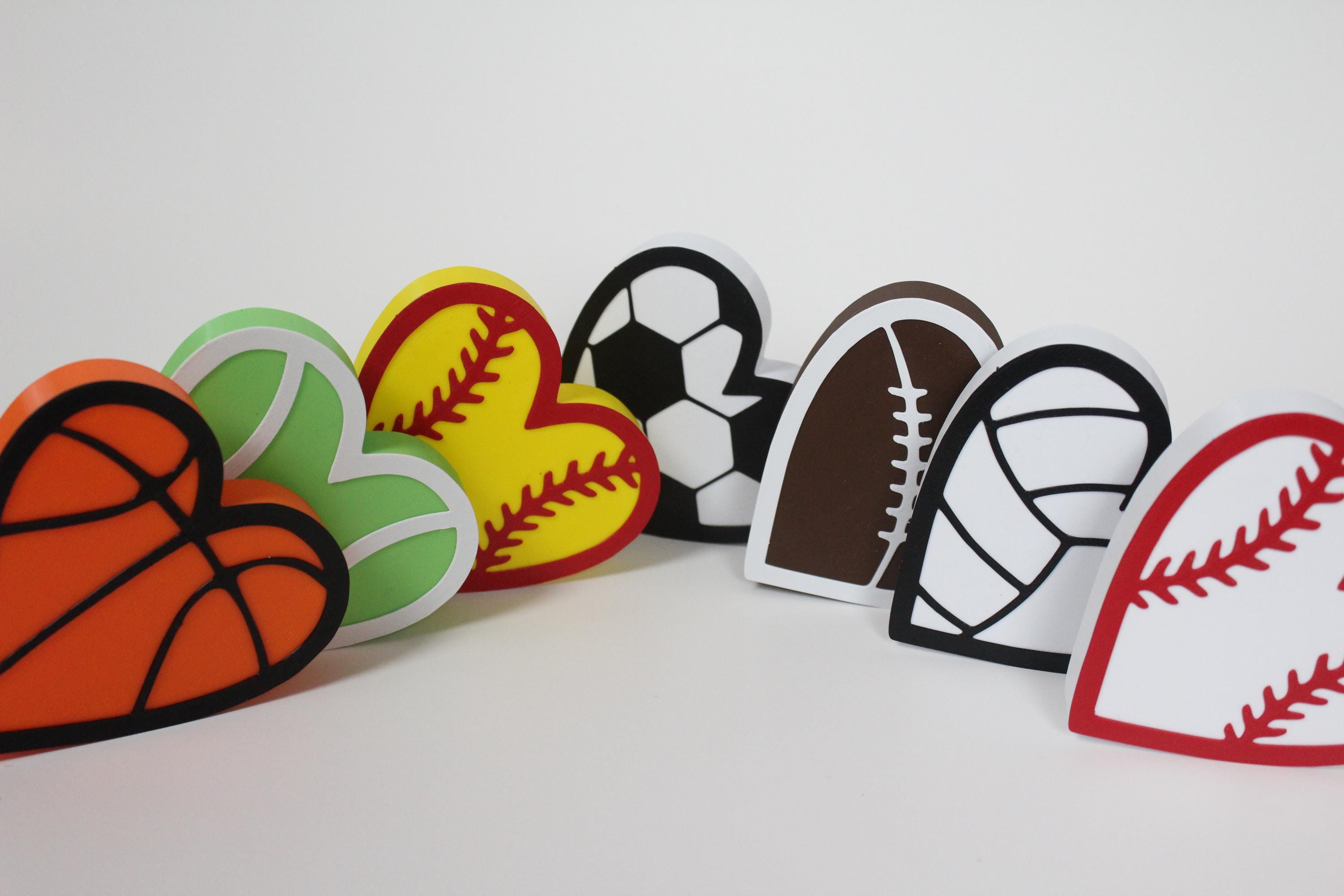 Sports Ball Heart Decor: Football, Basketball, Baseball - Etsy