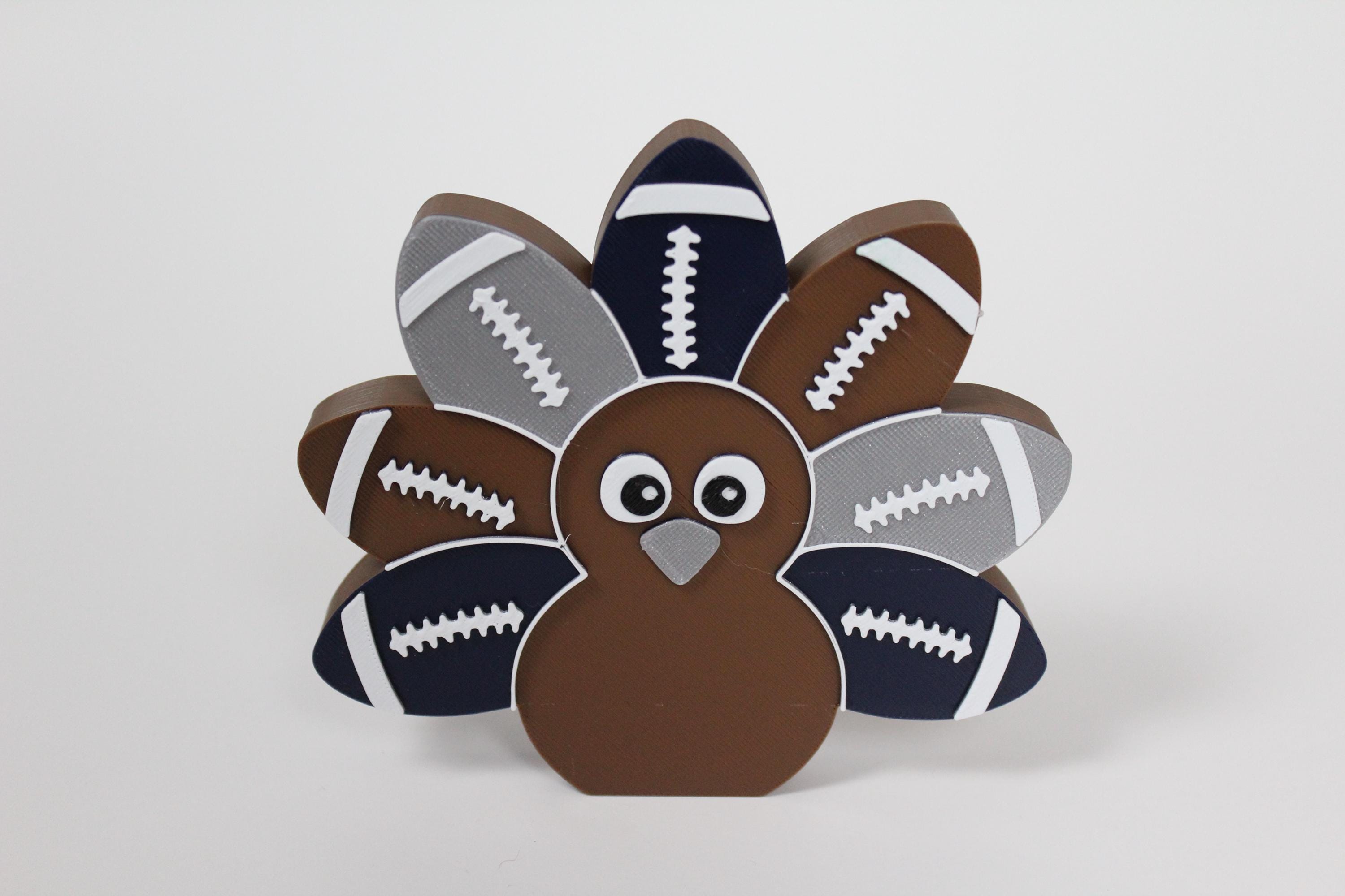 Customizable Football Turkey Decor | 3D Printed Thanksgiving & Game Day ...