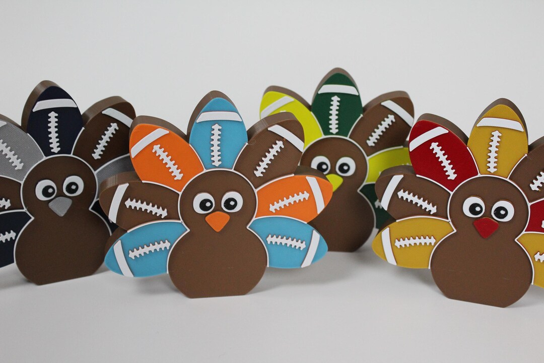 Customizable Football Turkey Decor | 3D Printed Thanksgiving & Game Day ...