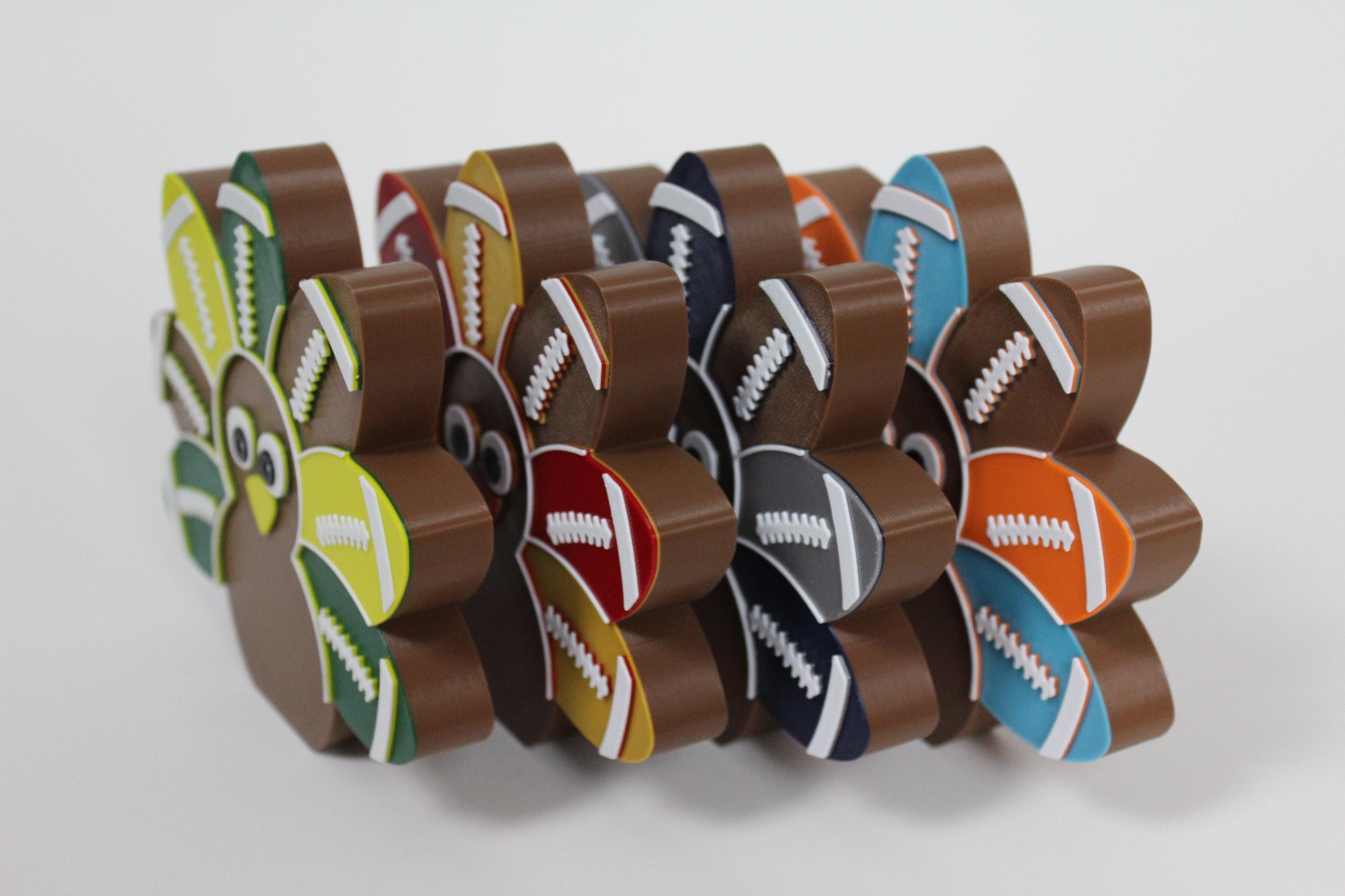 Customizable Football Turkey Decor | 3D Printed Thanksgiving & Game Day ...