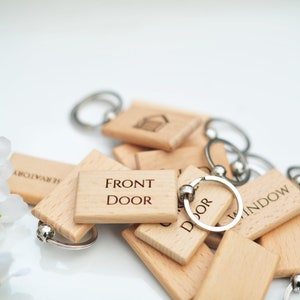 House Key Tags, House Key Fobs, Labelled House Keyrings, Wooden House ...