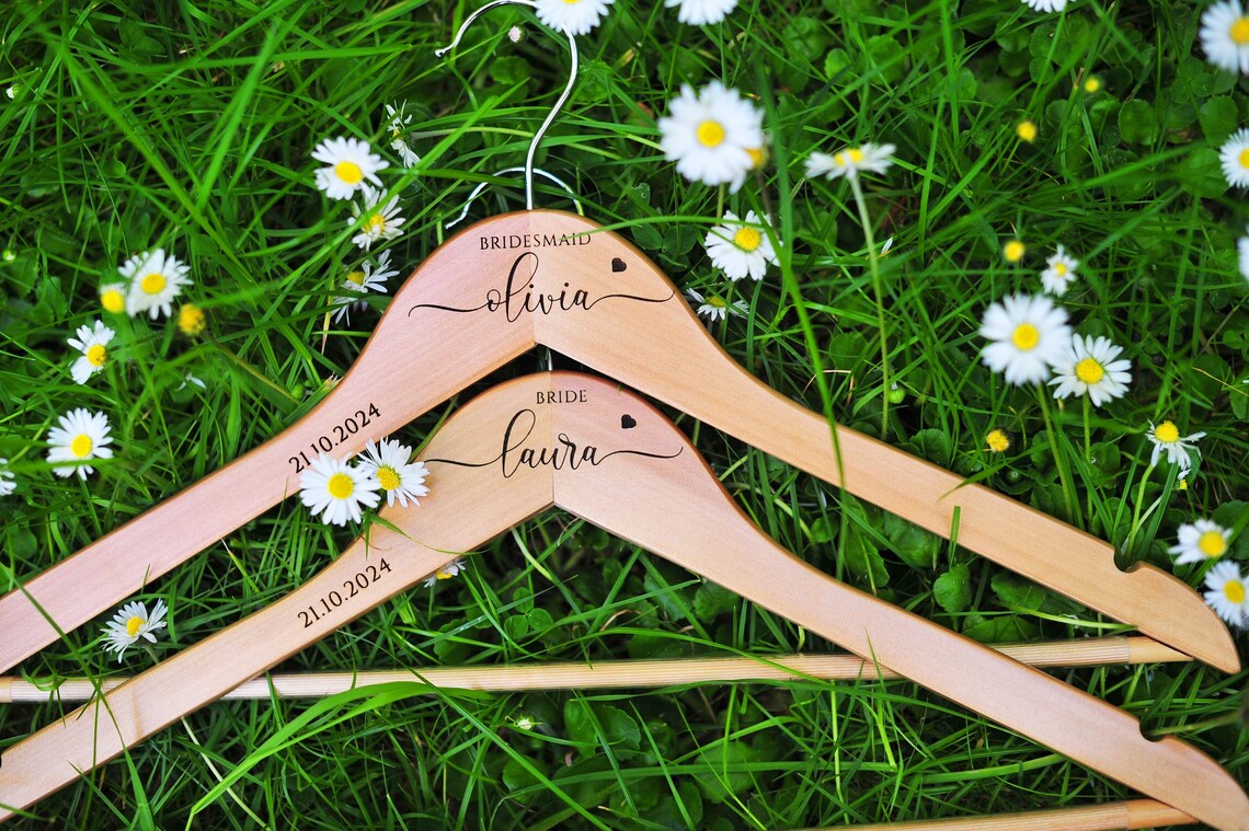 Bridal Party Hangers, Bridesmaids Wedding Hanger, Engraved for ...