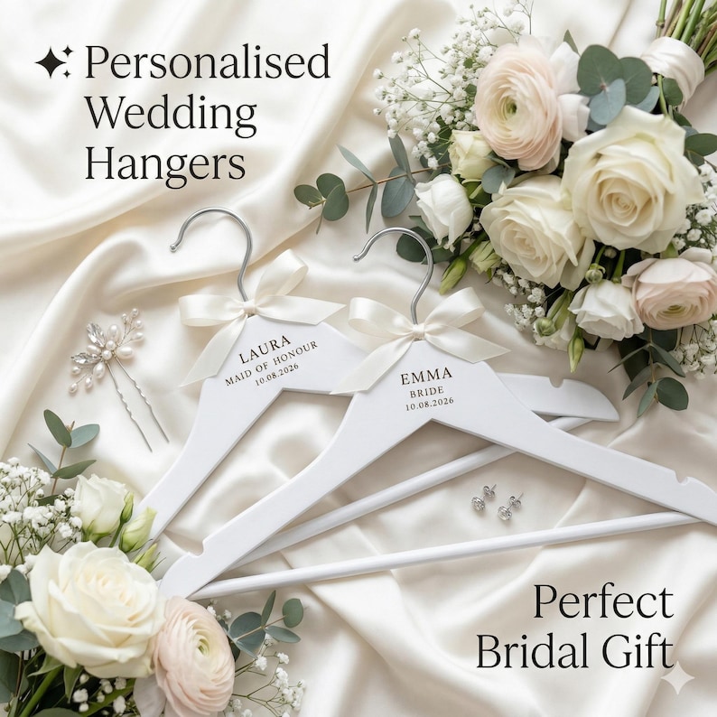 Engraved Wooden Wedding Dress Hanger, Personalised Bridal Keepsake ...