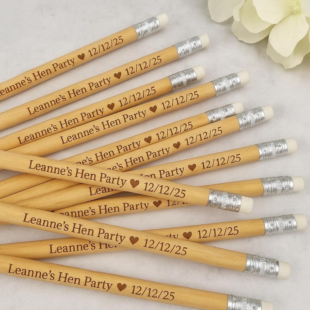 Custom Engraved Wedding Pencils, Wedding Favors, Bulk Engraved Pencils ...