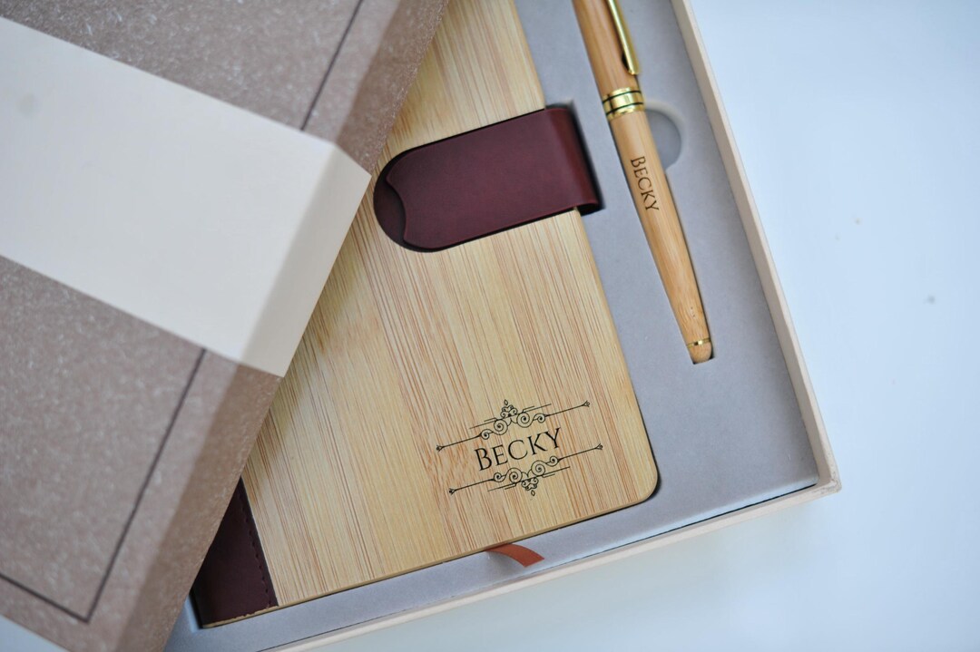Personalized Notebook Set, Custom Gift Set, Engraved Notebook and Pen ...