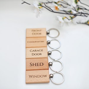 House Key Tags, House Key Fobs, Labelled House Keyrings, Wooden House ...