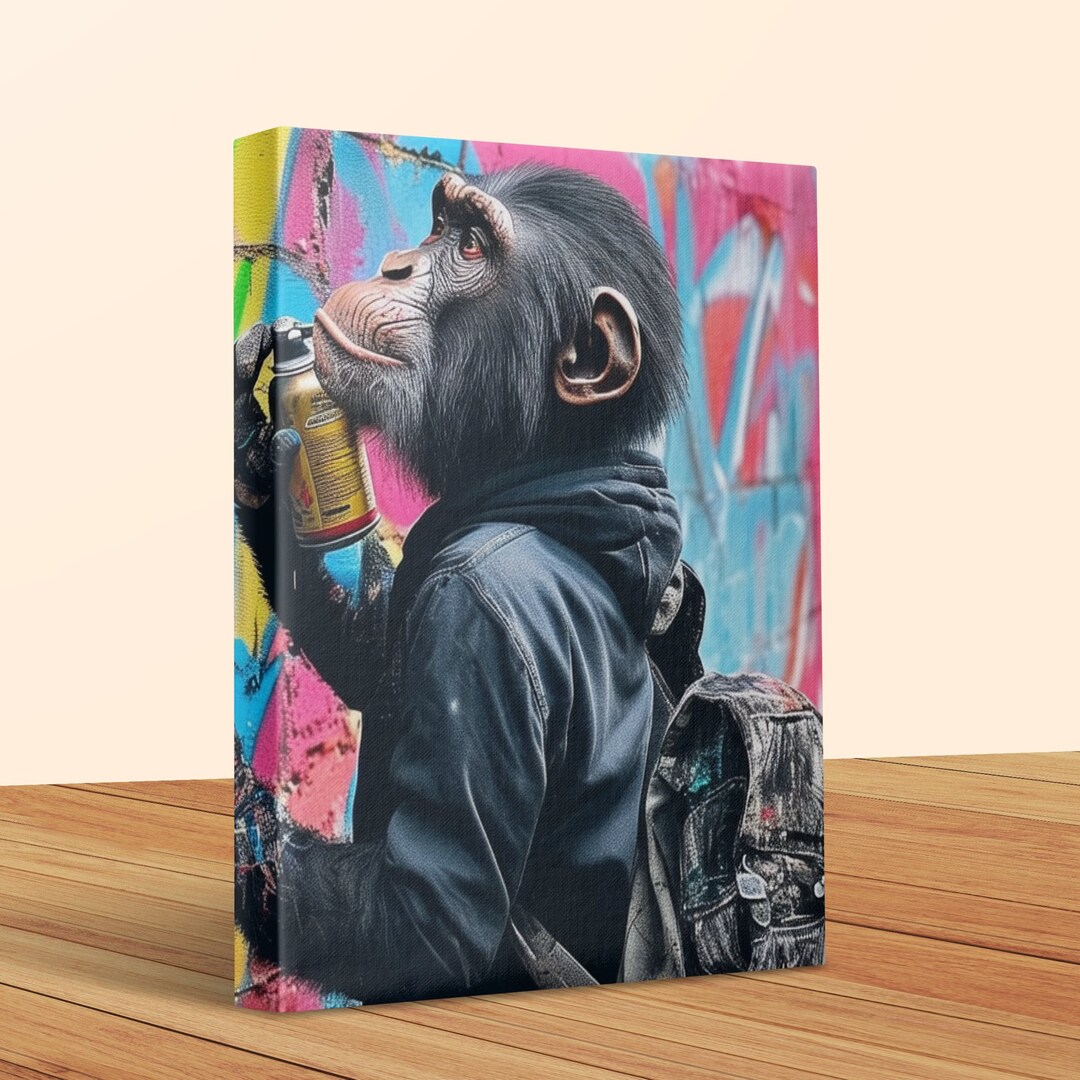 Graffiti Monkey Wall Art, Urban Jungle Chimpanzee Spray Painting ...