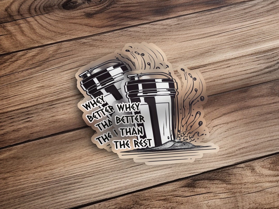 Whey Protein Shaker Cup Sticker, Black and White Fitness Decal With ...