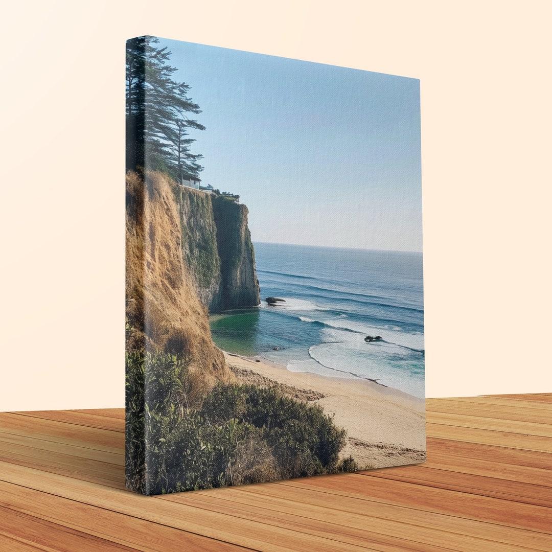 Coastal Cliffs Ocean View Print, Scenic Beach Landscape Wall Art ...