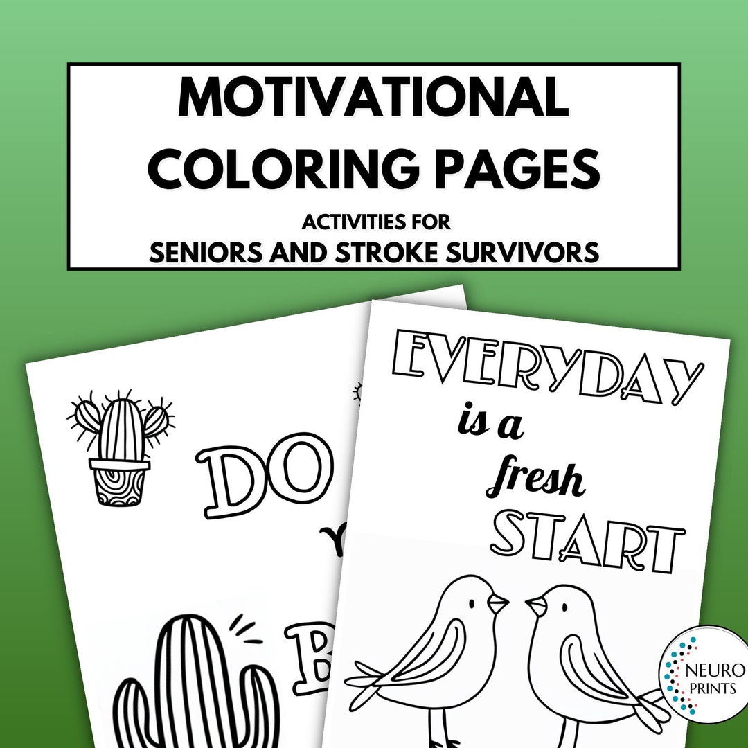 Stroke Motivational Simple Coloring Pages/recovery Worksheets/dementia ...
