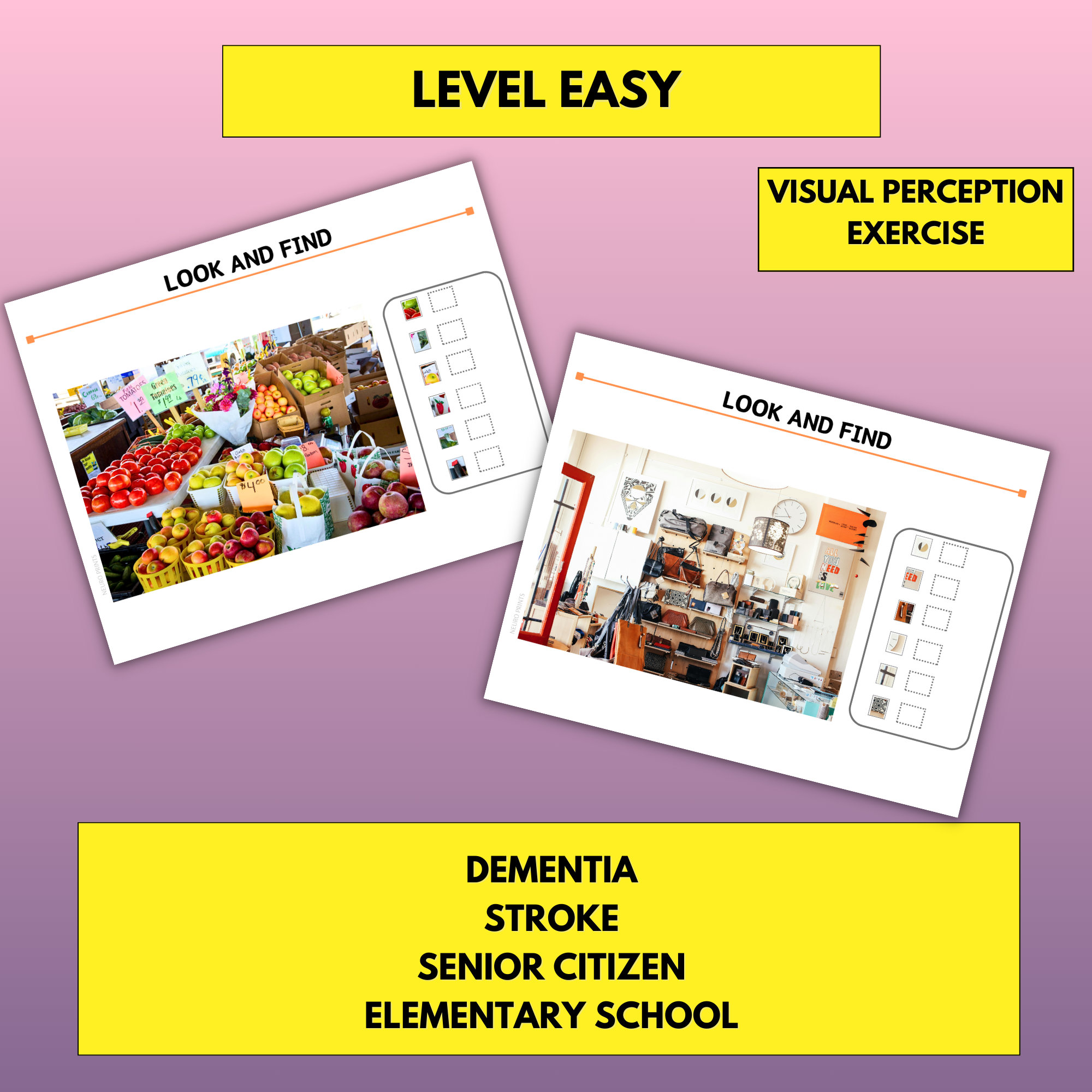 Look and Find/ Simple Fun Activity Page/ Dementia Stroke Activities ...