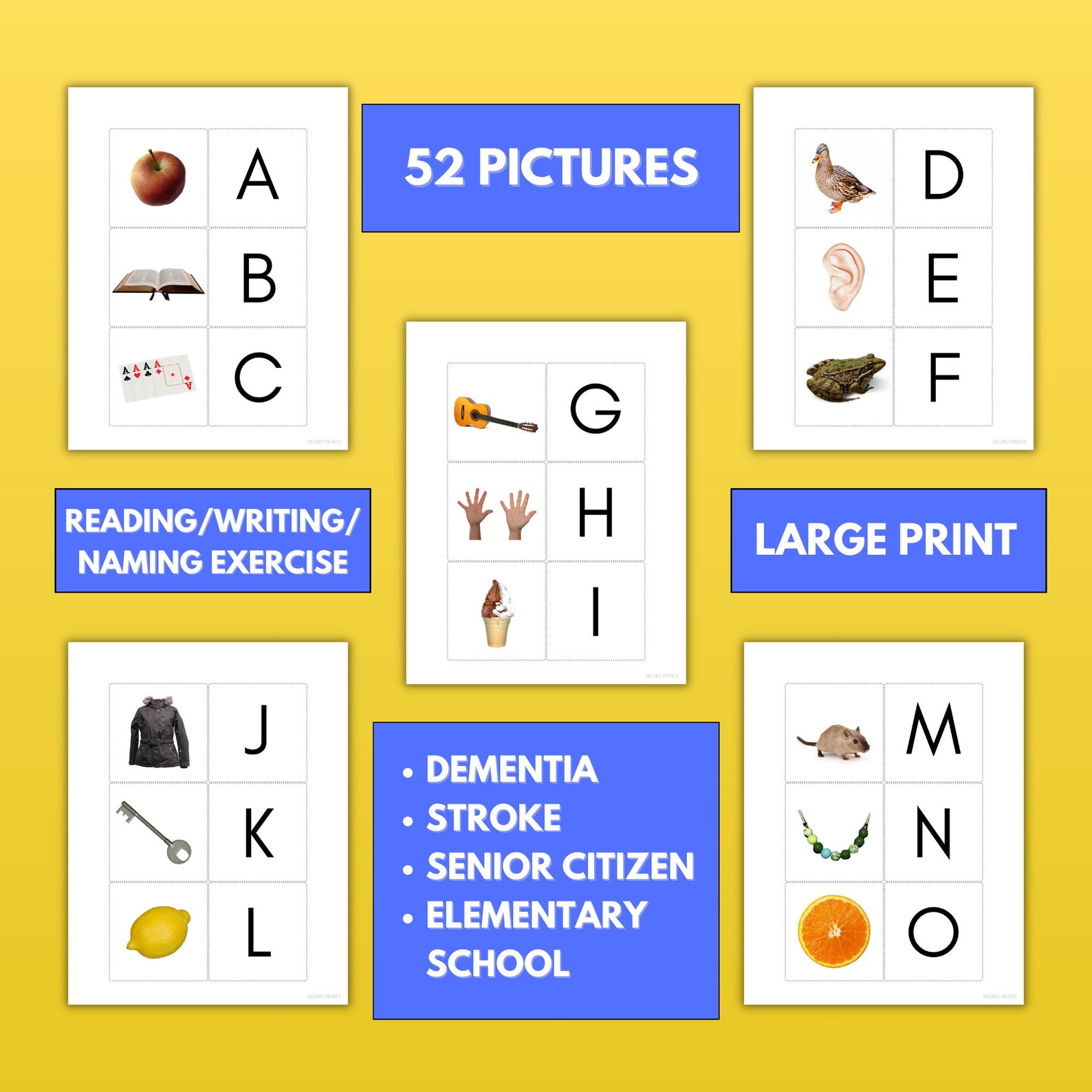 Alphabet Flash Cards, Stroke Recovery Worksheets, Dementia Games, Fun ...