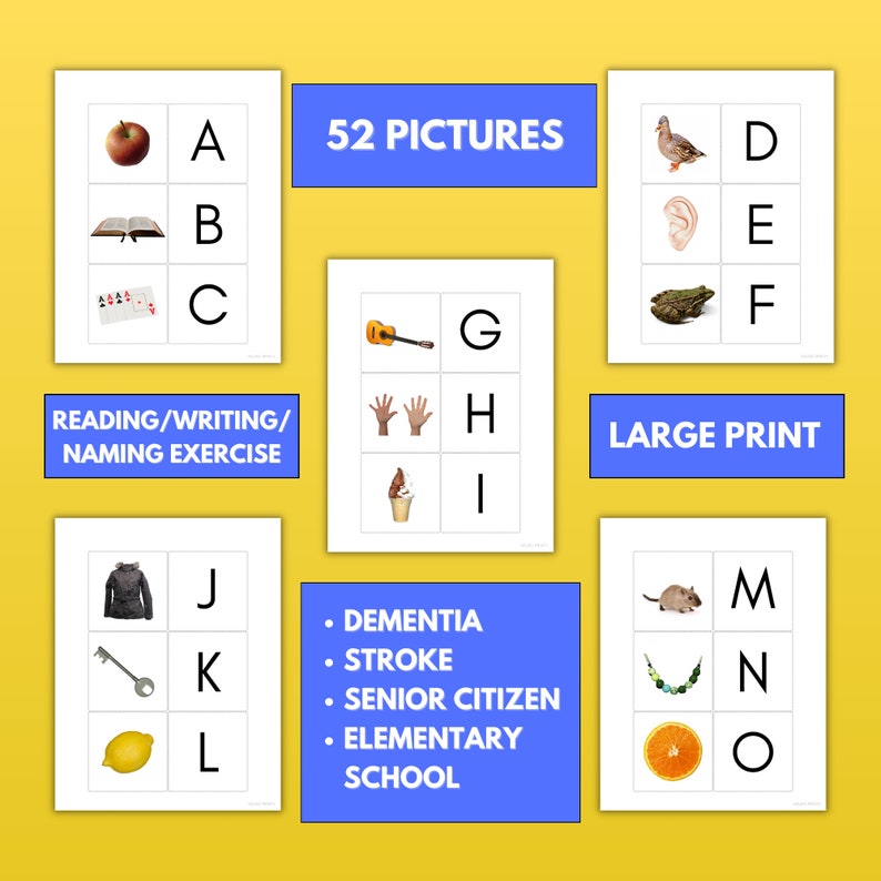 Alphabet Flash Cards, Stroke Recovery Worksheets, Dementia Games, Fun ...