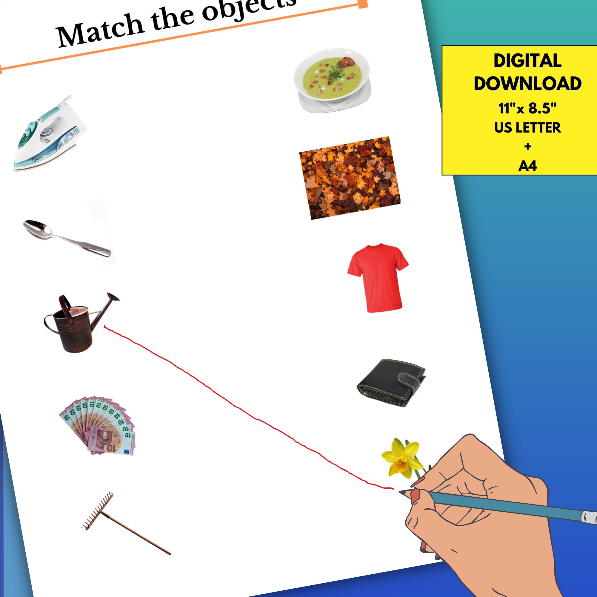 Match the Objects /stroke Recovery Worksheets/dementia Simple Activity ...