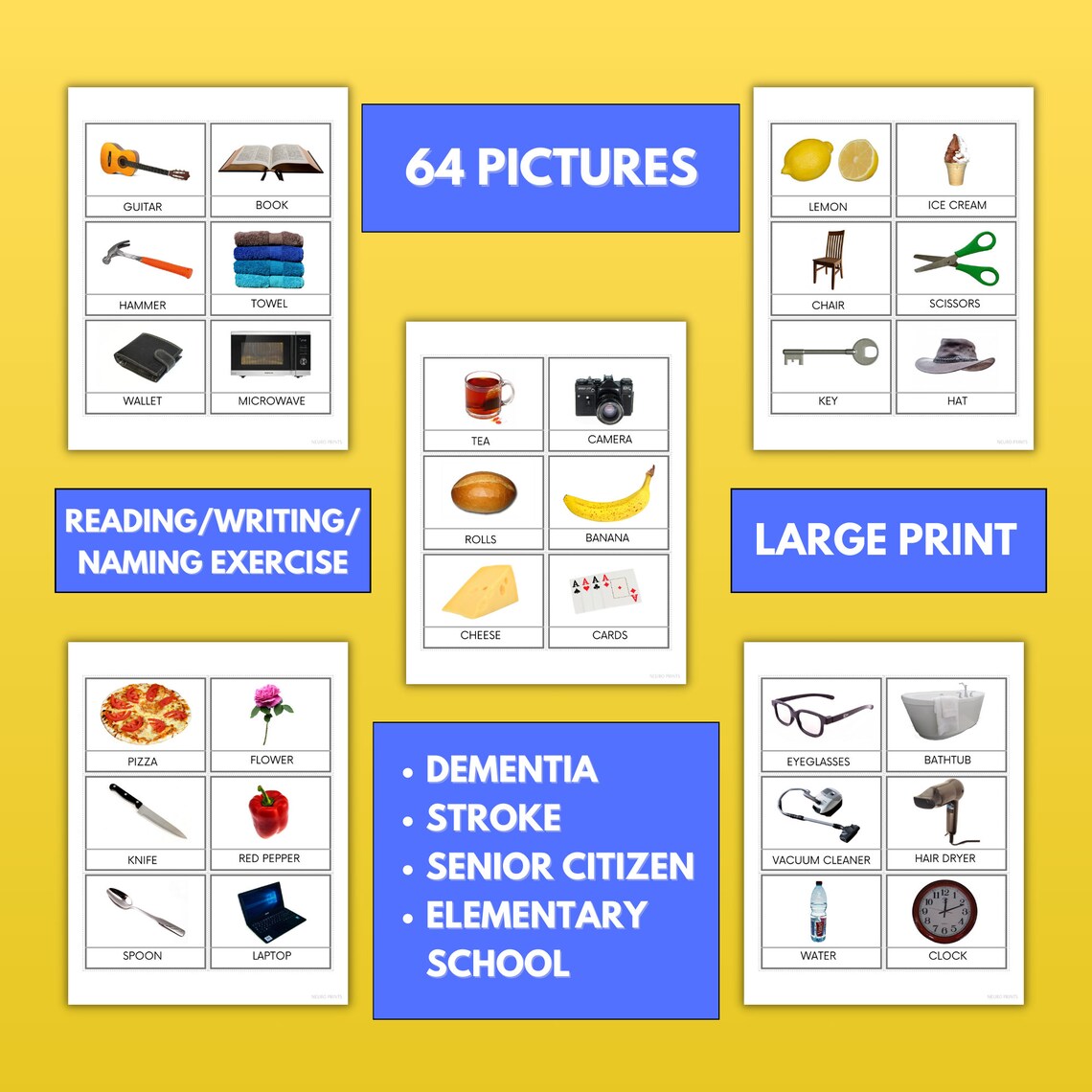 Common Object Flash Cards, Stroke Recovery Worksheets, Dementia Games ...