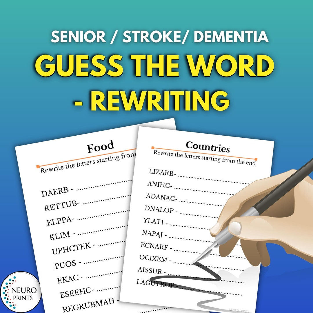 Aphasia Exercise/guess the Word/stroke Recovery Worksheets/dementia ...