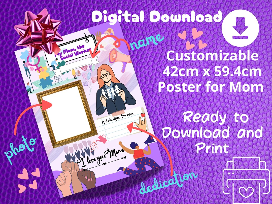 Printable, Customizable Social Worker Mom Poster: Full Color, With ...