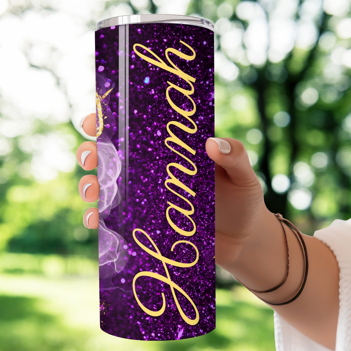 Purple Glitter Bubbles Add a Name Seamless Tumbler Wrap PNG & PDF, 20oz ...