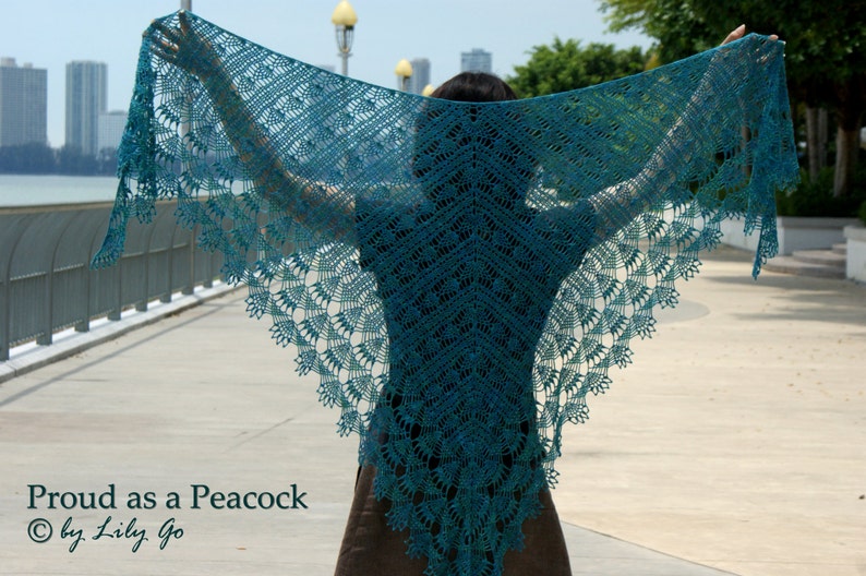 Proud As A Peacock Crocheted Shawl In Pdf File Etsy
