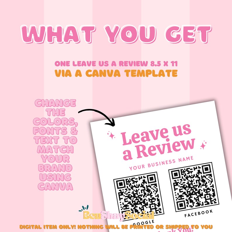 Leave Us a Review Sign DIY Editable Canva Template QR Code Sign ...