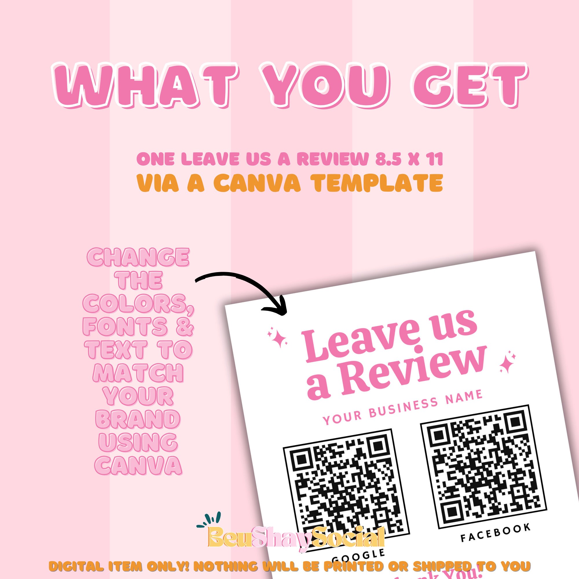 Leave Us a Review Sign - DIY Editable Canva Template - QR Code Sign ...