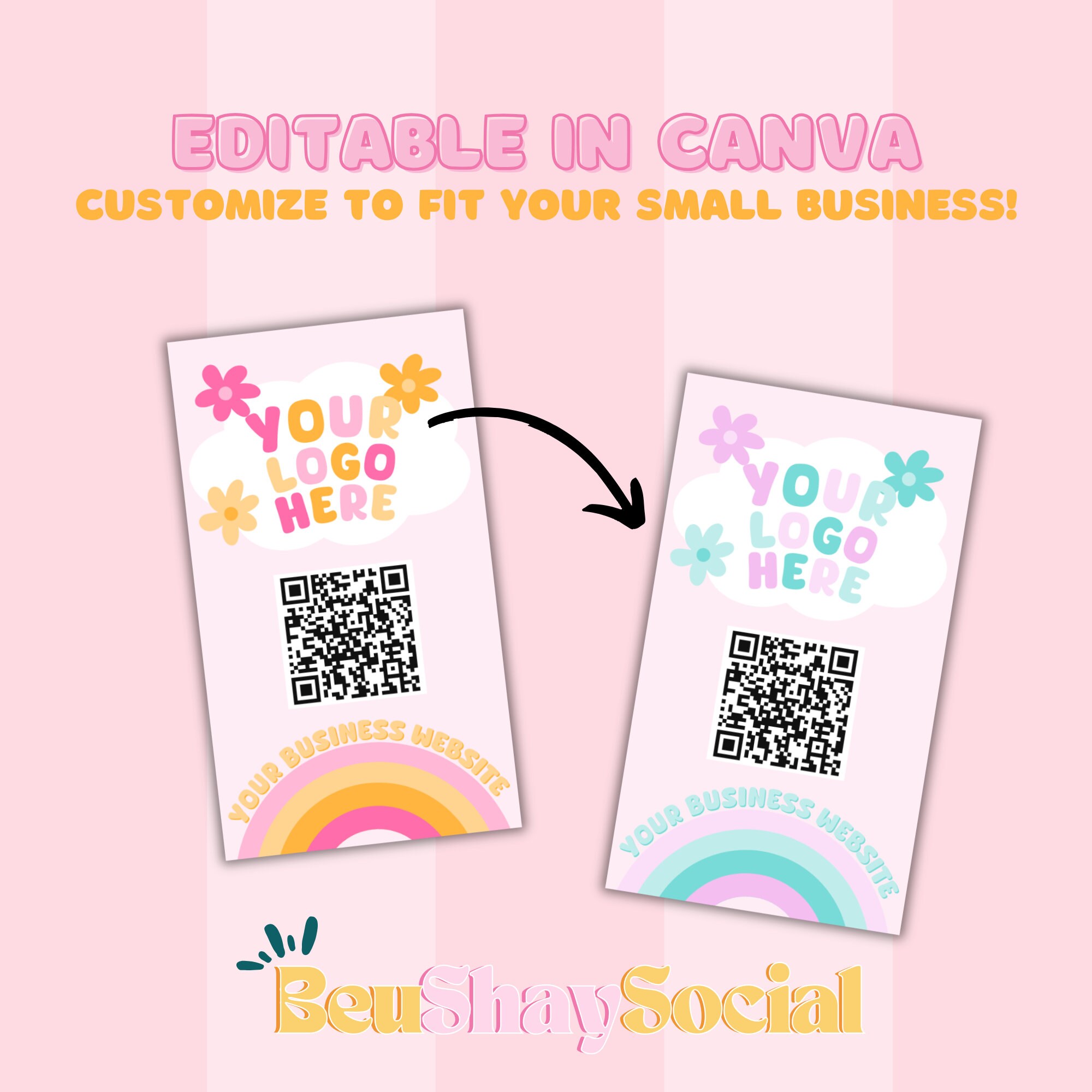 Editable Canva Price Tag Template Pink Orange Funky Rainbow Theme ...
