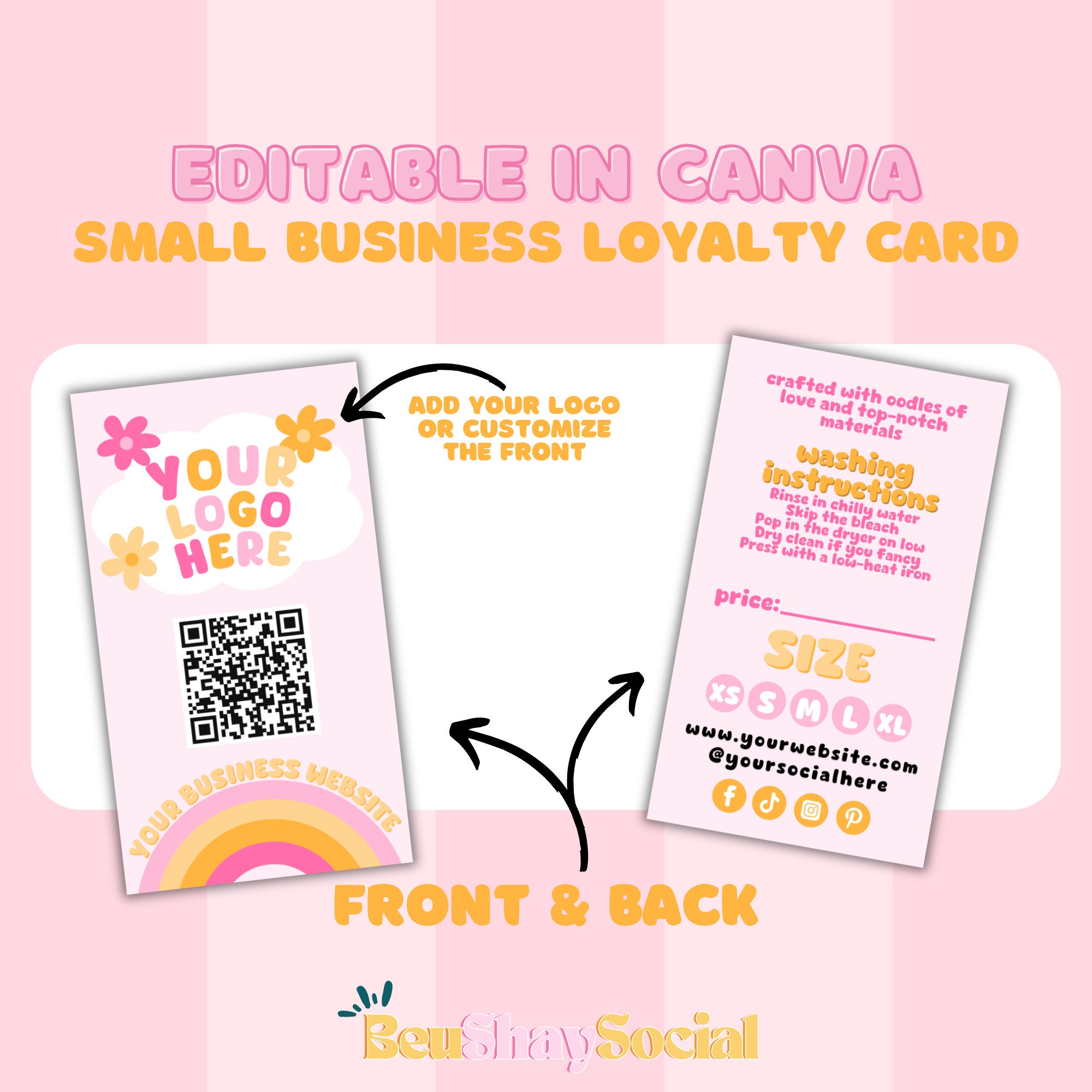 Editable Canva Price Tag Template Pink Orange Funky Rainbow Theme ...