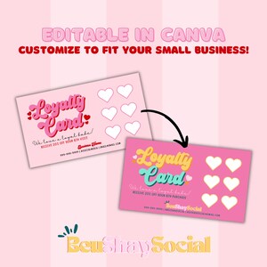 Pink Red Loyalty Card Canva Template DIY Editable Card Small Business ...
