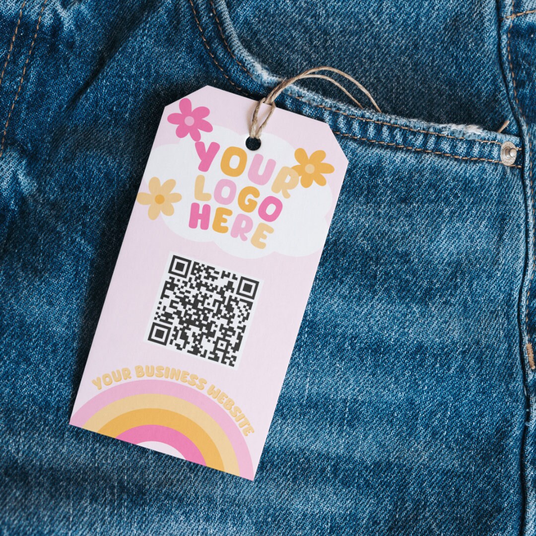 Editable Canva Price Tag Template Pink Orange Funky Rainbow Theme ...