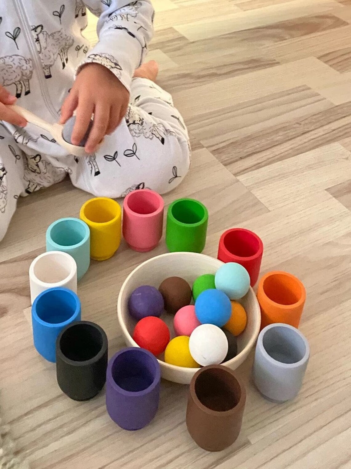 Learning Color Sorting and Counting Balls in Cups Large Toddler ...