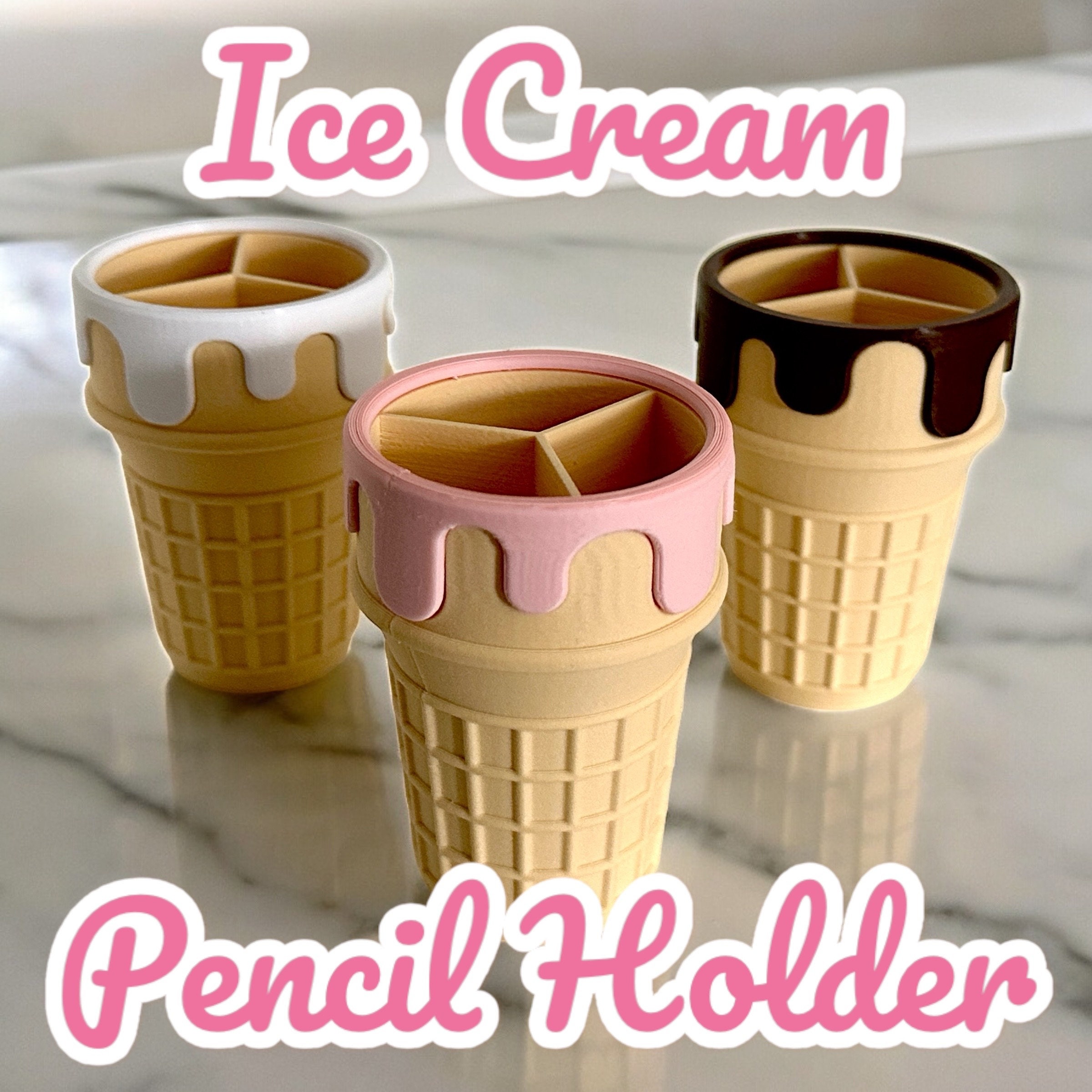 Ice Cream Pen/pencil Holder | 3D Printed Pencil Holder - Etsy