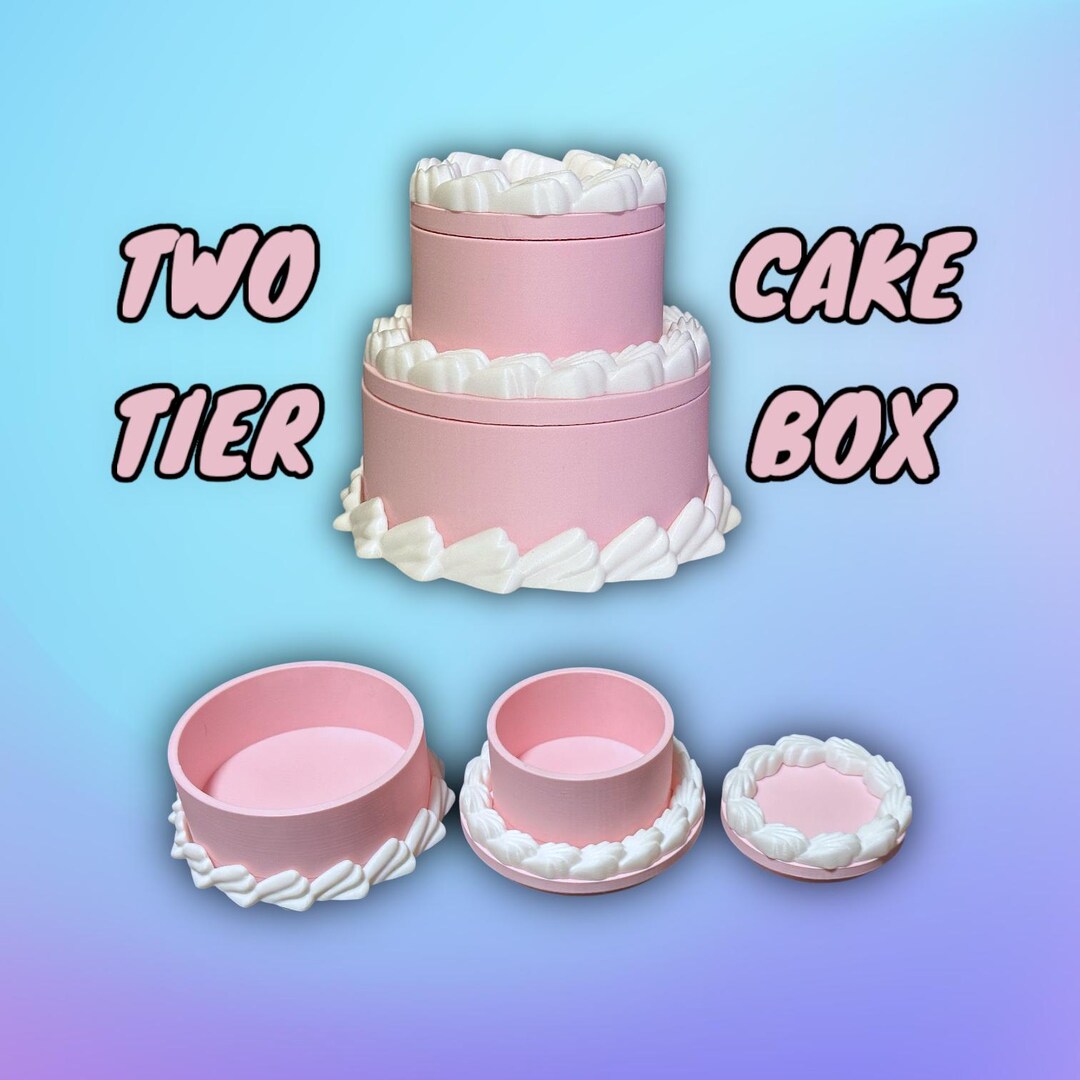 Two Tier Cake Box | Cake Container | 3D Printed Cake - Etsy