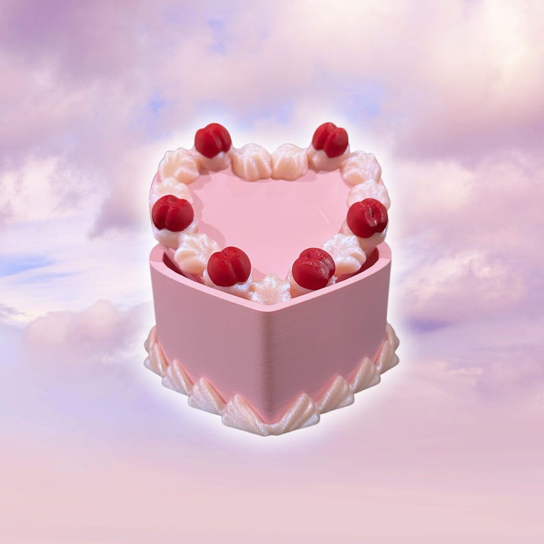 Heart Cake Trinket Box Cake Storage Gift Box Decorative Box 3D Printed ...