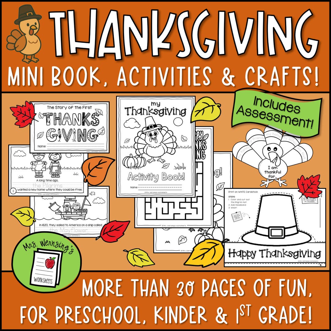 Thanksgiving Activity Packet for Kindergarten - Etsy