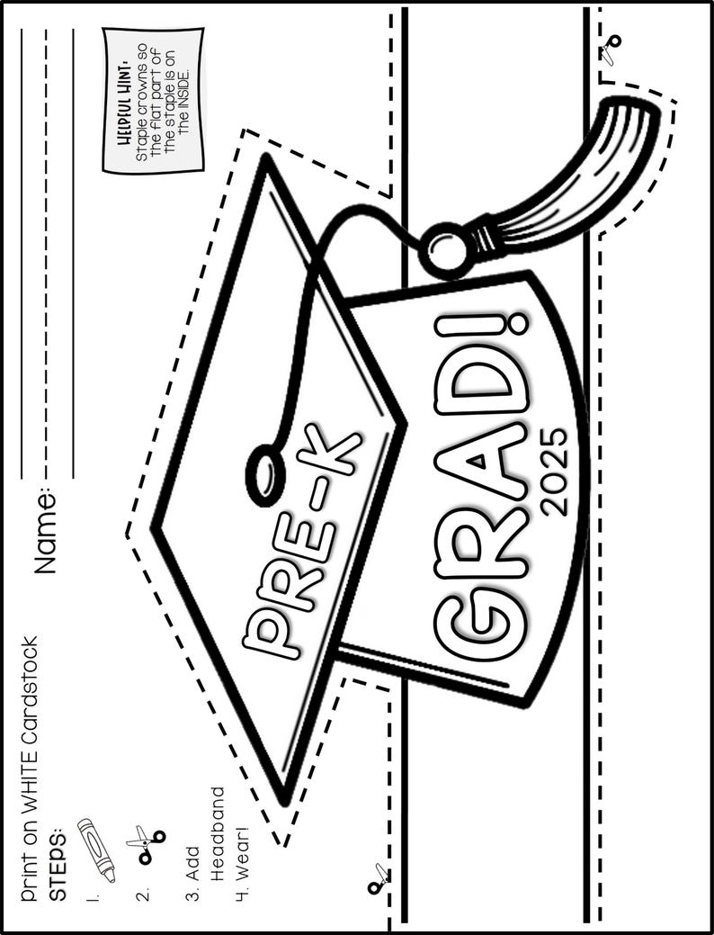 Kindergarten Graduation Caps: Printable Craft (2026-2035) - Etsy