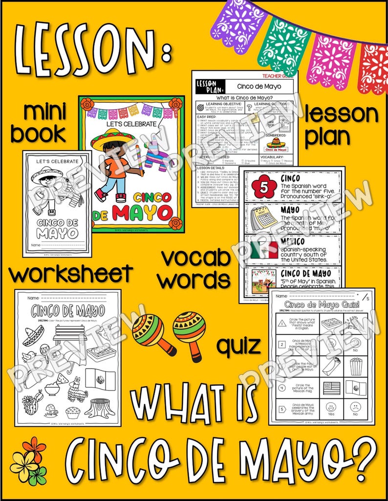 FUN Cinco De Mayo Lesson for Kindergarten! - Etsy