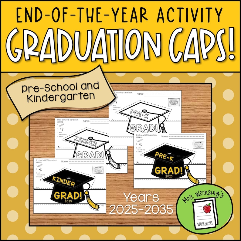 Kindergarten Graduation Caps: Printable Craft (2026-2035) - Etsy
