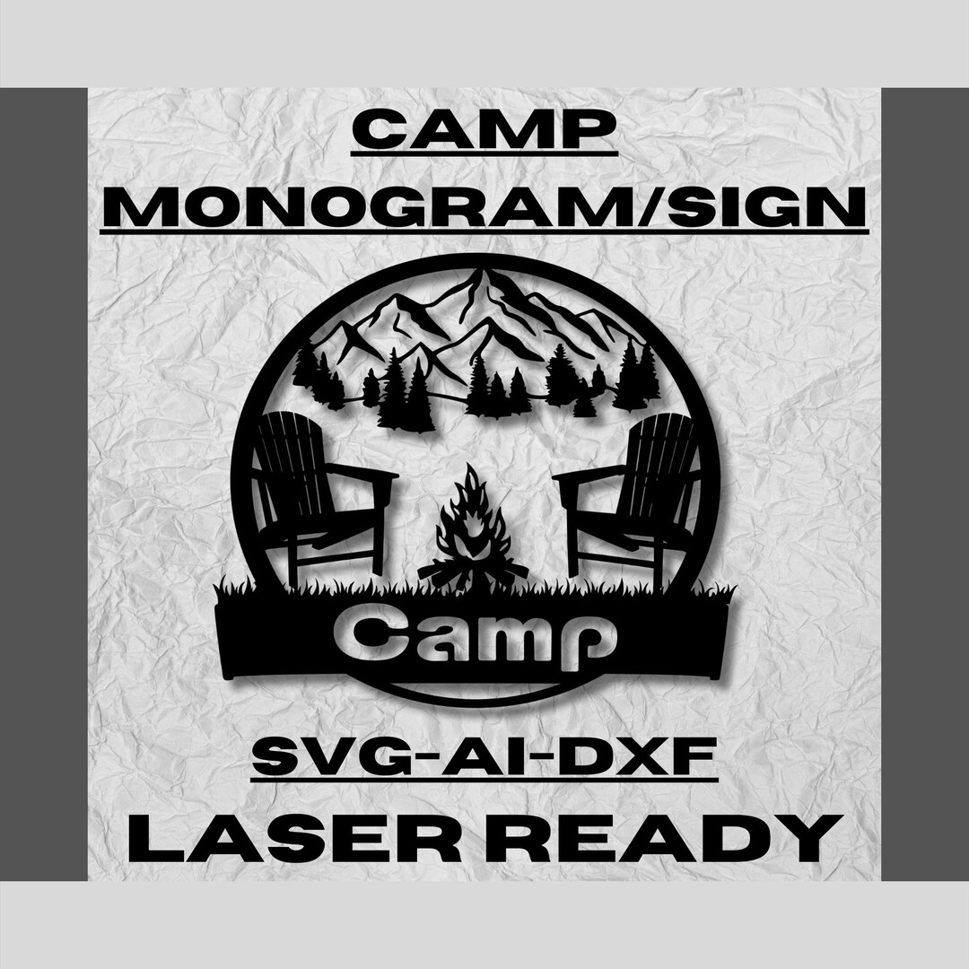 Round Camp Monogram/sign Laser Cut File, Laser Cutting, Digital ...