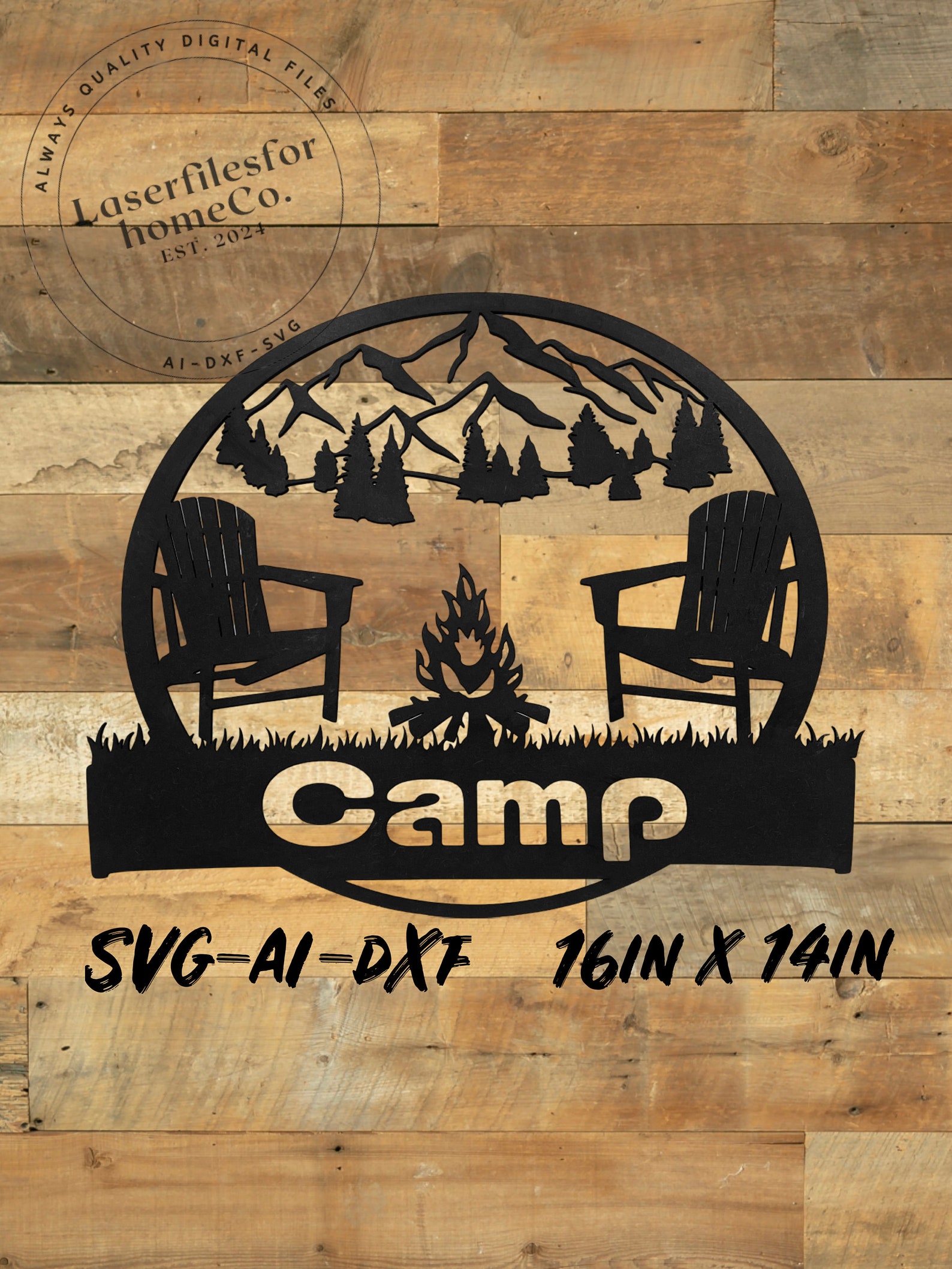Camp Digital File Monogram Sign Laser Cut File Bundle-glow Forge ...